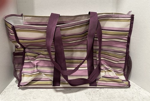 Thirty One Organizing Utility tote 31 Bag Plum Stripes | eBay