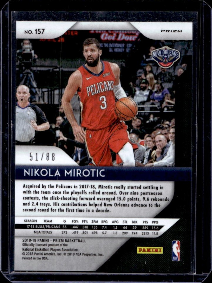 2018-19 Prizm Nikola Mirotic Prizm Choice Red #51/88 Pelicans | eBay