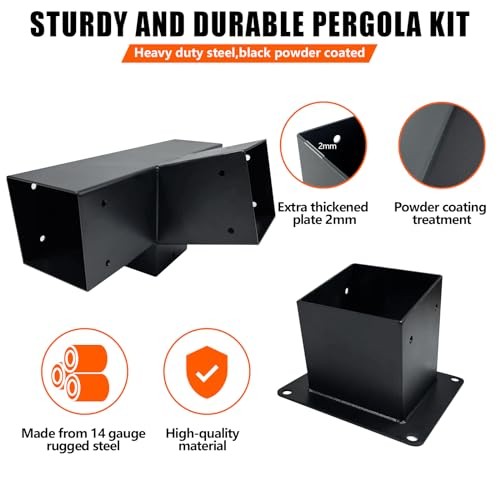 15° Slanted Roof Pergola Brackets Kit,4-Way Angled 4-way 15° Pergola ...