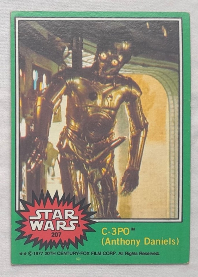 1977 TOPPS STAR WARS #207 C-3PO (Anthony Daniels) “Golden Rod” Error ...
