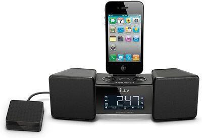 iLuv IMM155 Vibro II Alarm Clock 30-Pin Speaker Dock for iPhone or iPod ...