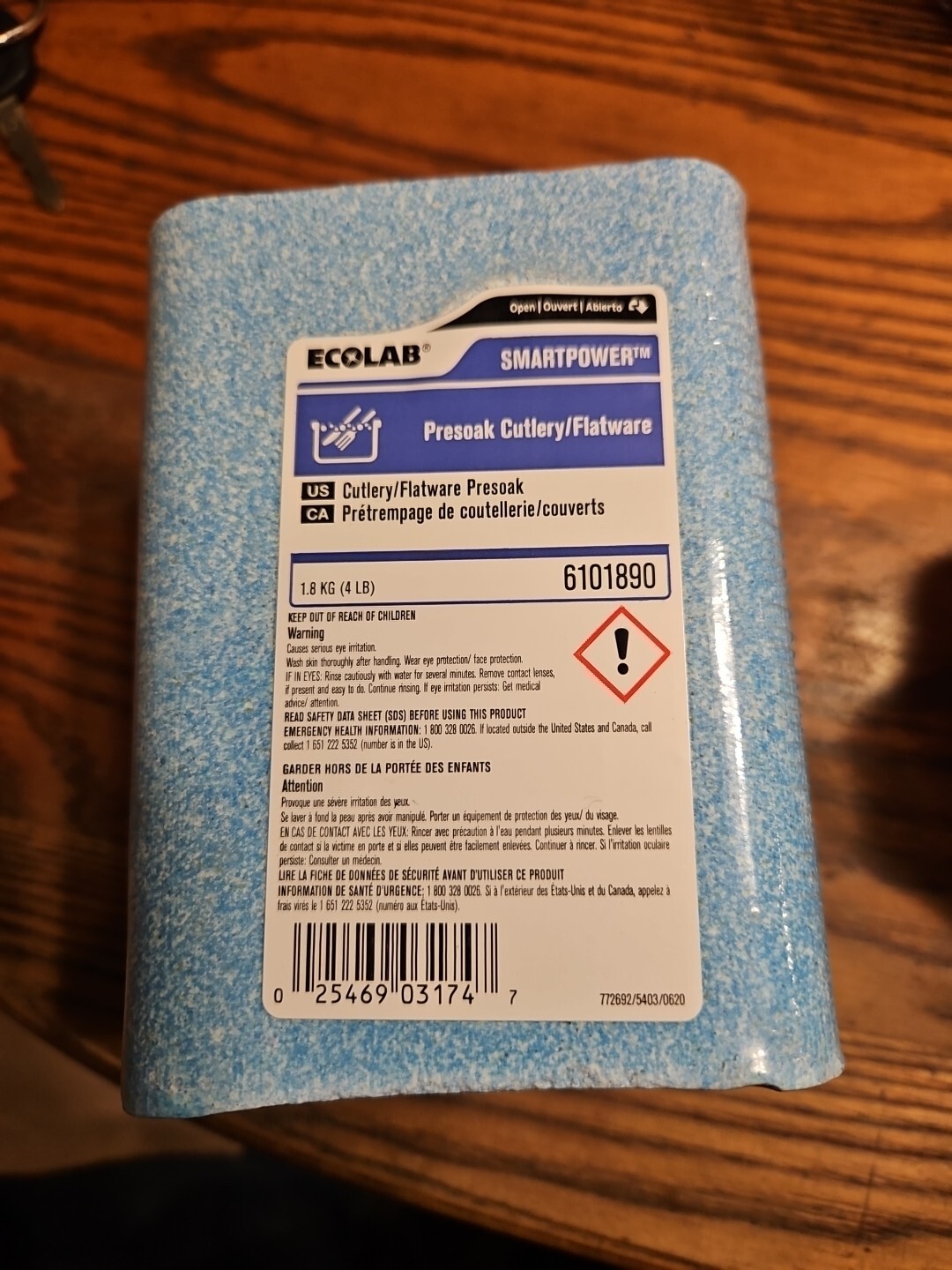 1 Ecolab Smart power Presoak Cutlery Flatware 6101890 4lb Block | eBay