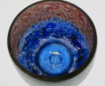 LAFIORE SPANISH “ETRUSCAN” ART GLASS Footed BOWL, Blue, Red | eBay
