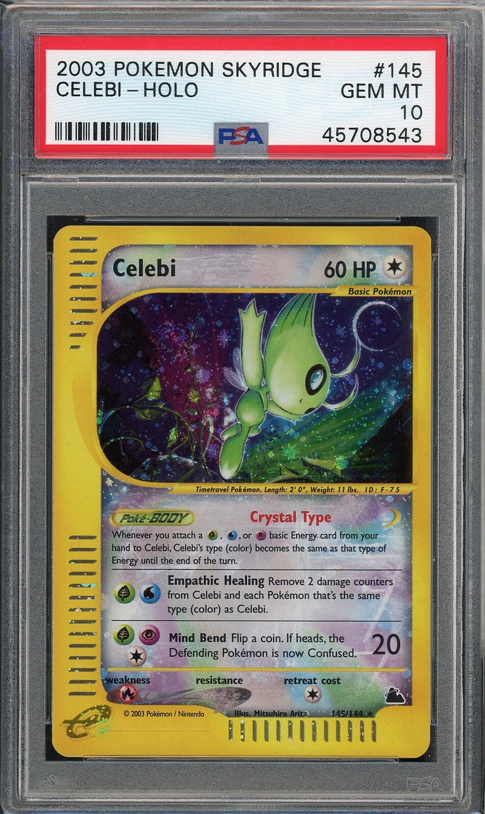 2003 Pokemon Skyridge Holo Crystal Celebi 145/144 PSA 10 GEM MINT SWIRL ...