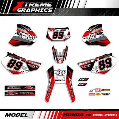 HONDA XR 250 400 GRAPHICS KIT COMPLETE 1996 1997 1998 2000 2004 DECALS ...