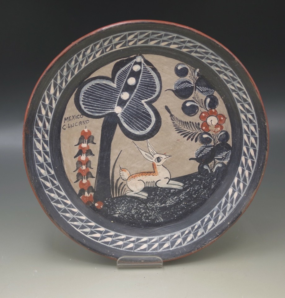 MEXICAN POTTERY TLAQUEPAQUE LUCANO FOLK ART PLATE 7.75" SIGNED | eBay