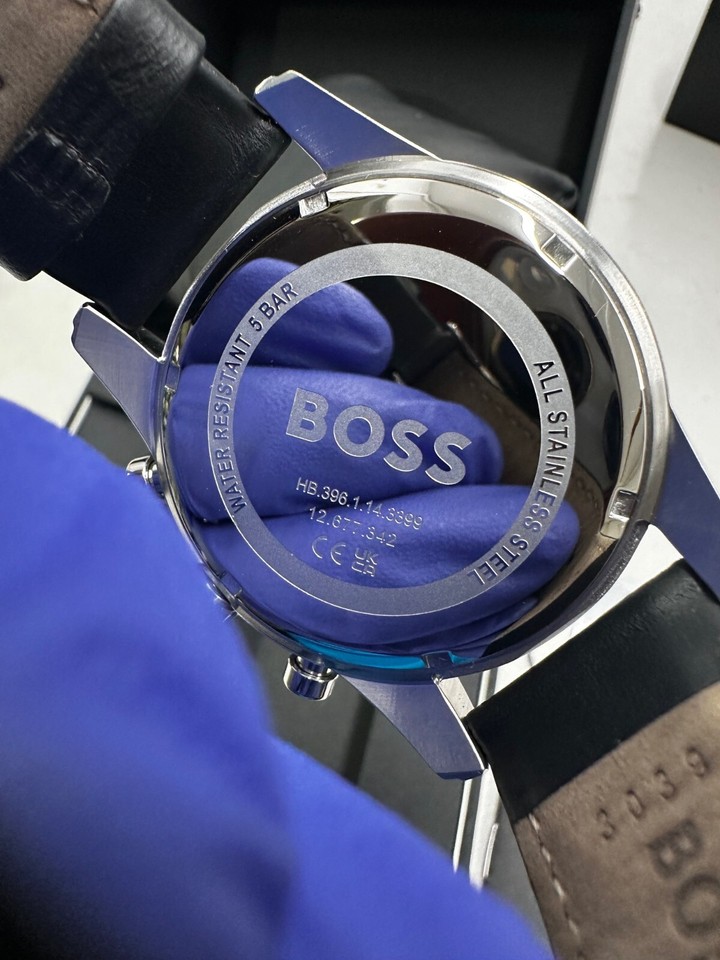 BOSS Black Men's Stainless Steel Quartz Watch w/ Black Leather Strap ...