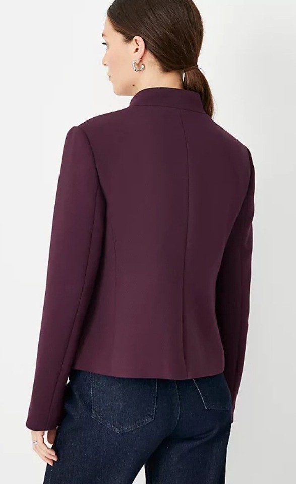 ** Ann Taylor sz 6 Mock Neck Patch Pocket Military Jacket in Plum Rose ...