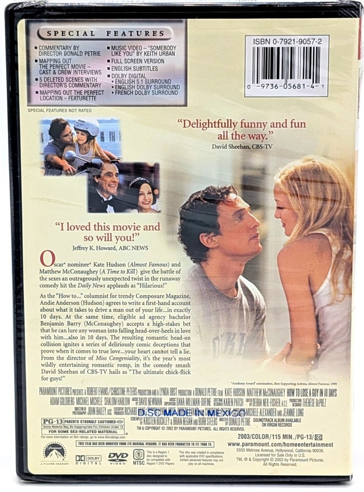 How To Lose A Guy In 10 Days (NEW Sealed) Kate Hudson Matthew ...