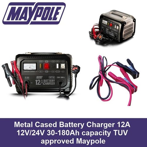 Cased Battery Charger 12A 12V/24V 30-180Ah capacity TUV approved ...