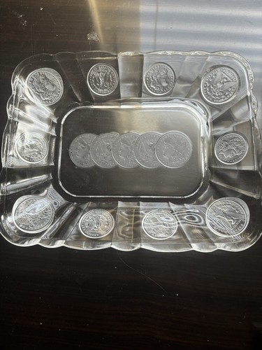 VINTAGE COIN GLASS BREAD TRAY PLATE 1892 MORGAN SILVER DOLLAR IMAGES | eBay