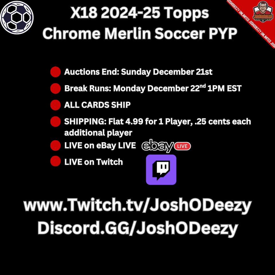 JESPER UNEKEN 2024-25 Topps Chrome Merlin Soccer Player Break 18 Box 2 ...
