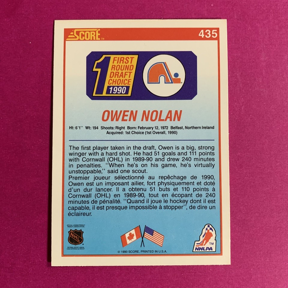 🐶 OWEN NOLAN 1990 SCORE 1ST ROUND DRAFT PICK #435 RC | eBay