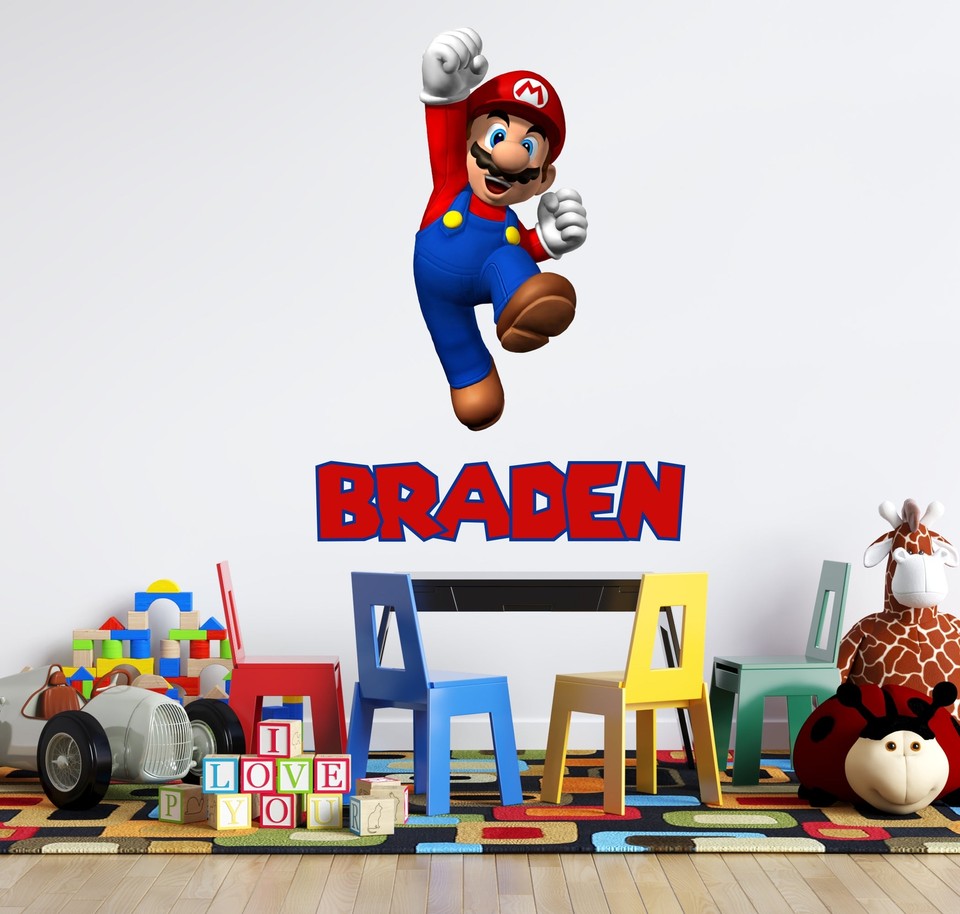 Super Mario Personalized Name Wall Sticker Removable Decal Custom Wall ...