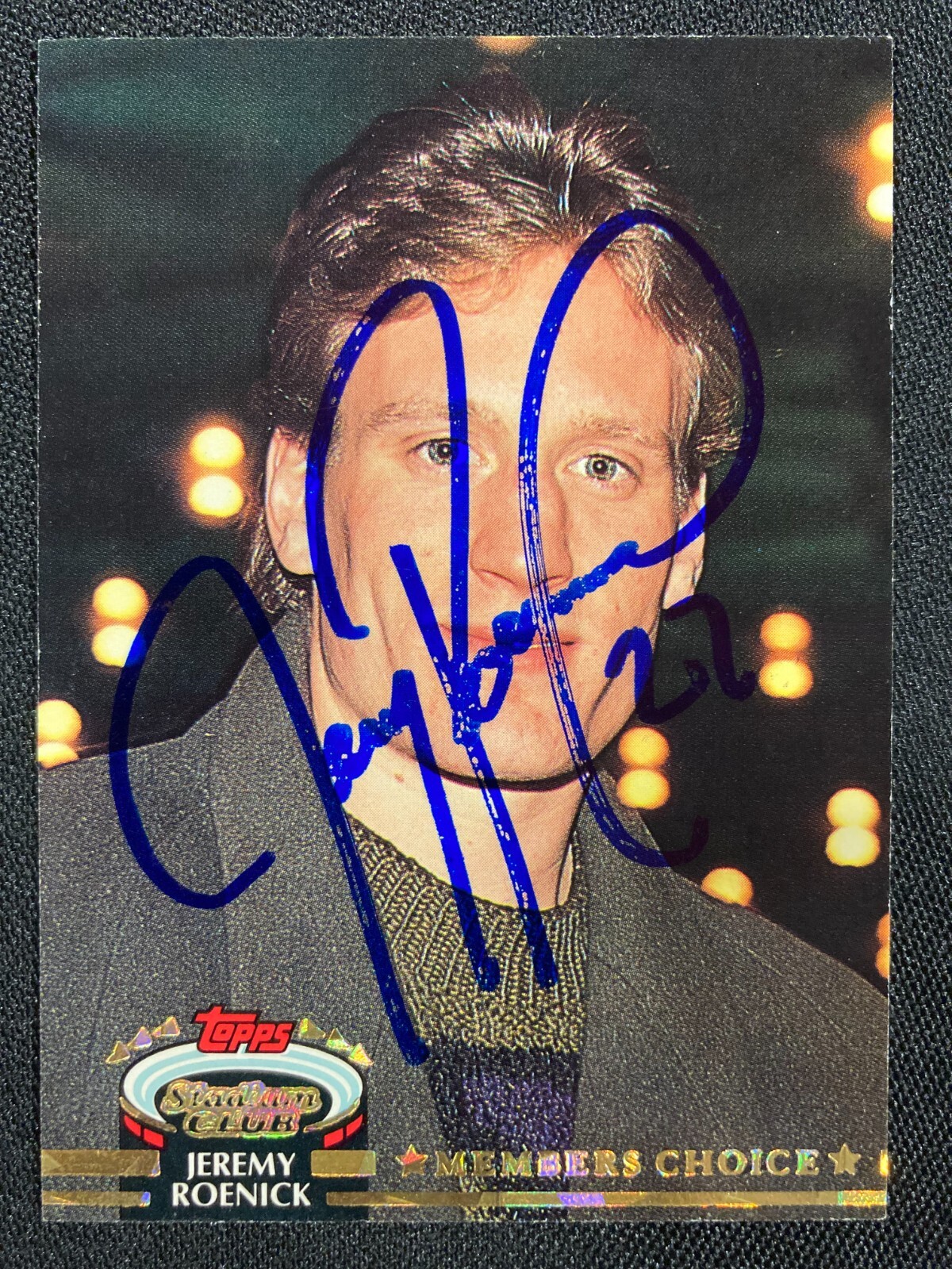 92 TOPPS STADIUM HOCKEY CARD JEREMY ROENICK #255 HAND SIGNED W/COA NRMT ...