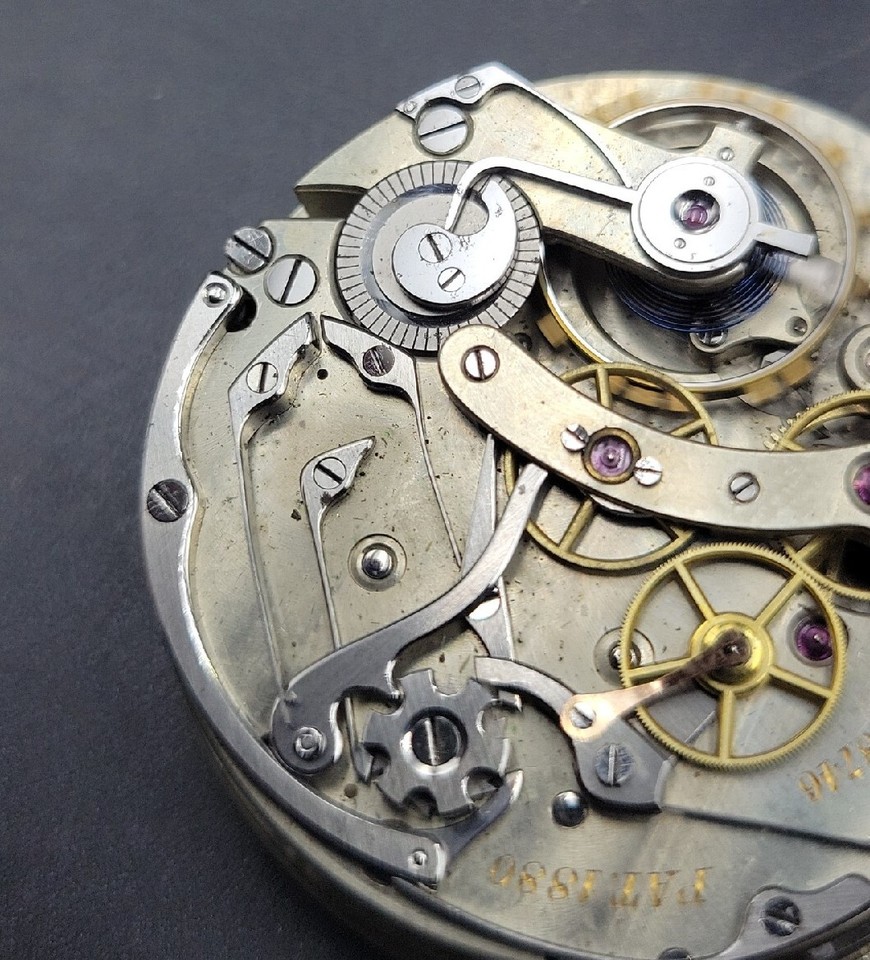Rare CH Meylan Rattrapante Chronograph Pocket Watch Movement Runs 45mm ...