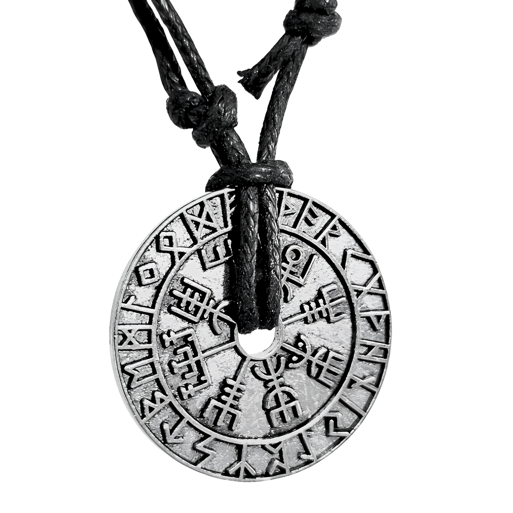 Vegvisir Rune Wheel Pendant Necklace Valknut Odin Hammer Rune Norse ...