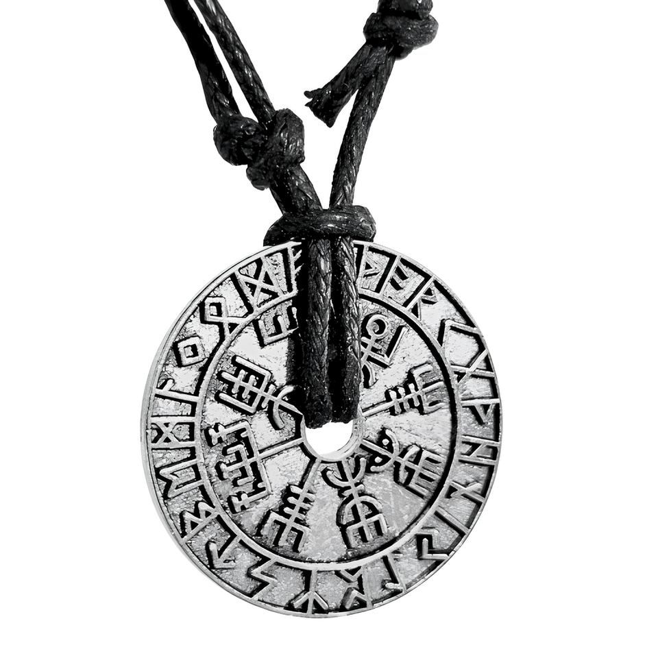 Vegvisir Rune Wheel Pendant Necklace Valknut Odin Hammer Rune Norse ...