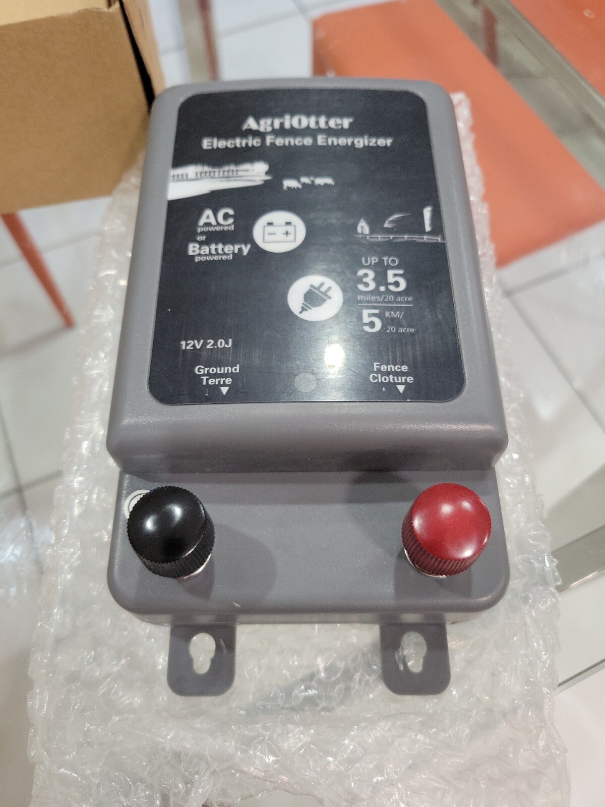 Agriotter Electric Fence Energizer 20 Acre 2 in 1 Powered by Battery or ...