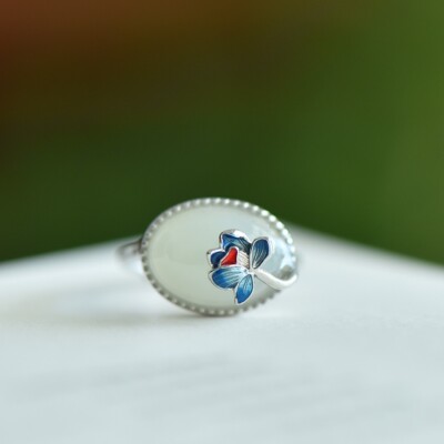 925 silver with wada white jade lotus flowers and auspicious clouds ...