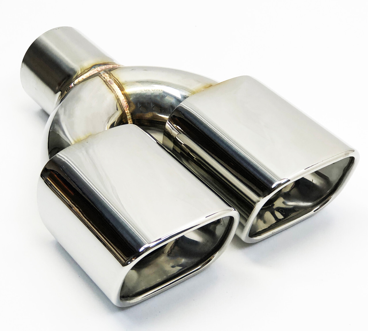 2.50 Inlet 3.00 x 3.65 Outlet 10.25 long Dual Rolled Resonated Exhaust ...