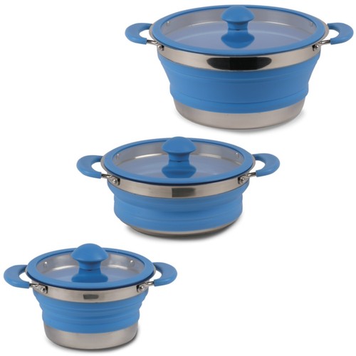 KAMPA COLLAPSIBLE SAUCEPAN 1L/1.5L/3L CMAPING COOKING POT BOWL SAUCE ...