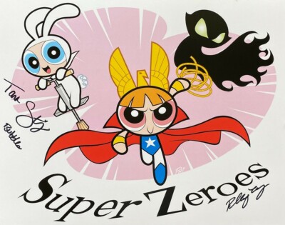 PHILIP MOY new POWER PUFF GIRLS art print SIGNED 2x Super Zeroes TARA ...