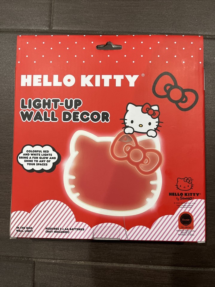 New In Box. Hello Kitty By Sanrio Light Up Wall Decor Red & White ...