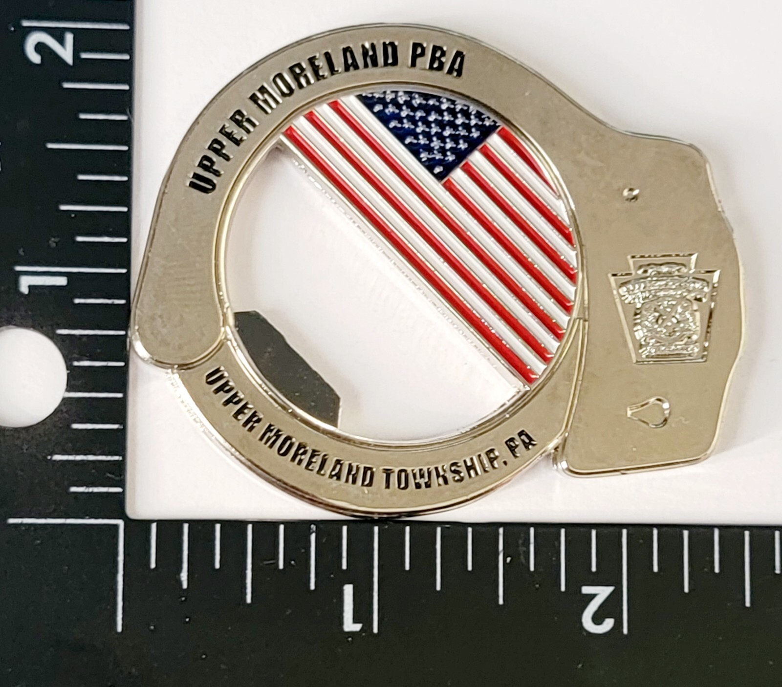 UPPER MORELAND TWP PENNSYLVANIA POLICE HANDCUFF BOTTLE OPENER CHALLENGE ...