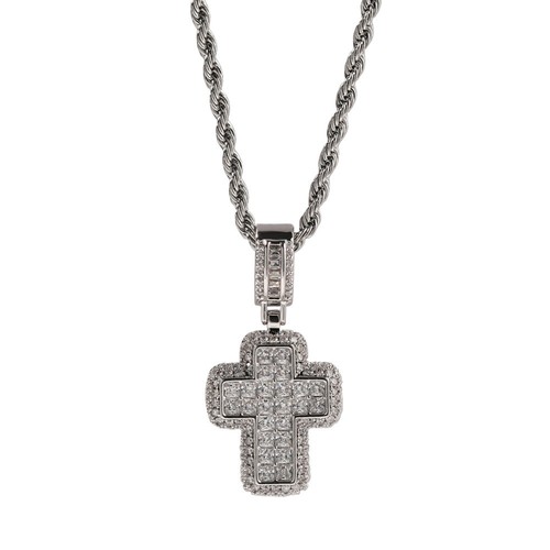 Hip Hop Jewelry Pendant Chain Necklace Cross ICED AAA+ CZ 18K Gold ...
