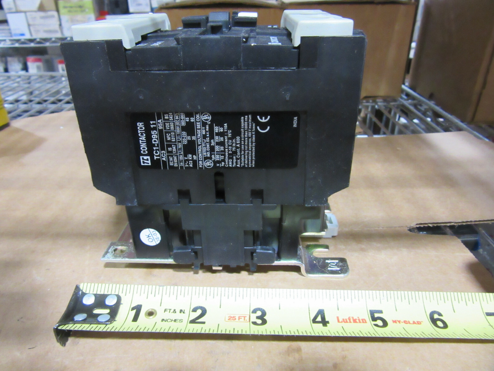 Shamrock TC1-D9511-G7 Contactor 3P 95A 120VAC Aux. Built-in 1 NO / 1 NC ...