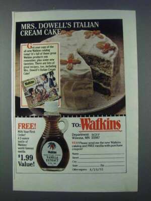 1981 Watkins Vanilla Extract Ad - Mrs. Dowell's Cake | eBay