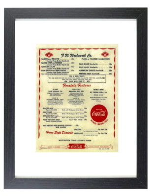 1960 WOOLWORTH RESTAURANT Harvest House Menu Reprint Matted & Framed ...