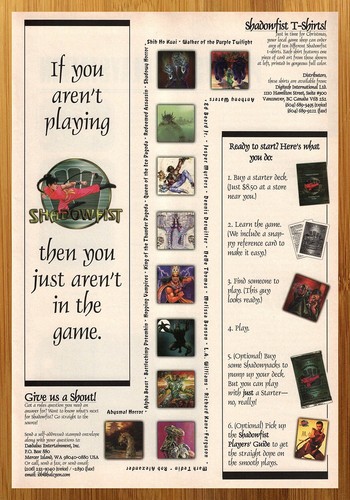 1995 Shadowfist Card Game Print Ad/Poster Action Fantasy CCG TCG Promo ...
