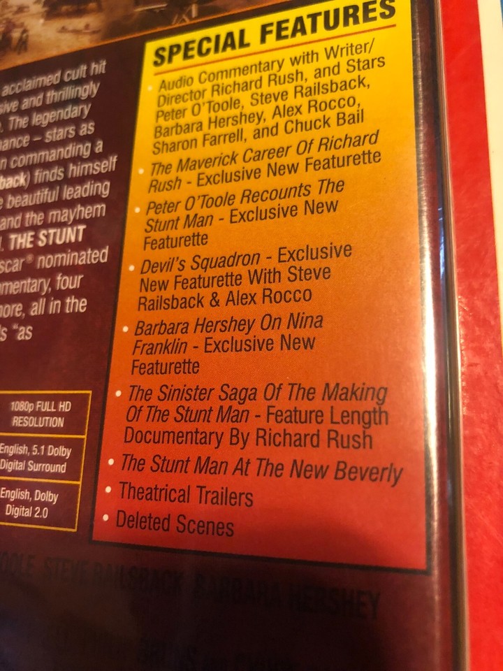 The Stunt Man (1980) Steve Railsback Peter O'Toole SEVERIN BLU-RAY NEW ...