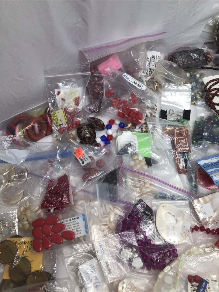 Large Mixed Lot Of Assorted Jewelry Making Supplies/Beads/Coral/Salmon ...