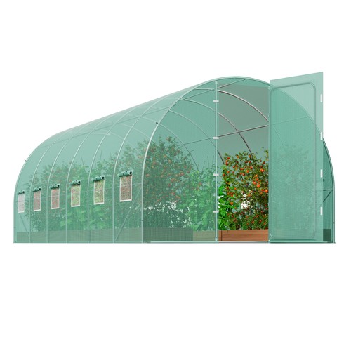 Walk-in Tunnel Greenhouse 19.36x9.68x7.4ft Galvanized Frame PE Cover ...