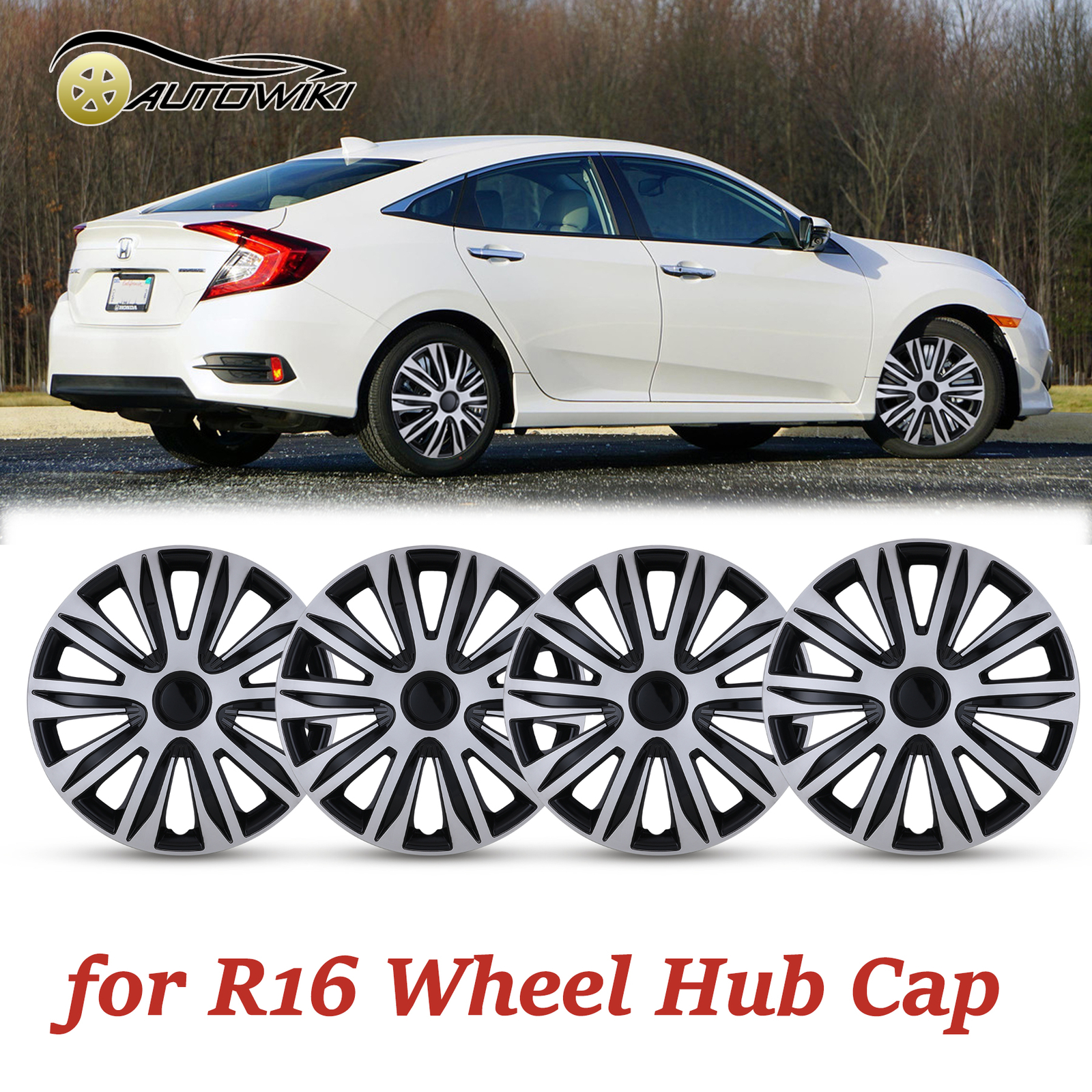4PCS Black Silver 16” Hub Caps for Toyota Corolla Nissan Versa Chevy ...