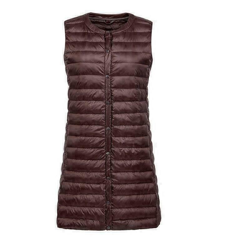 Women Ladies Ultralight Round Collar Waistcoat Down Long Sleeveless ...