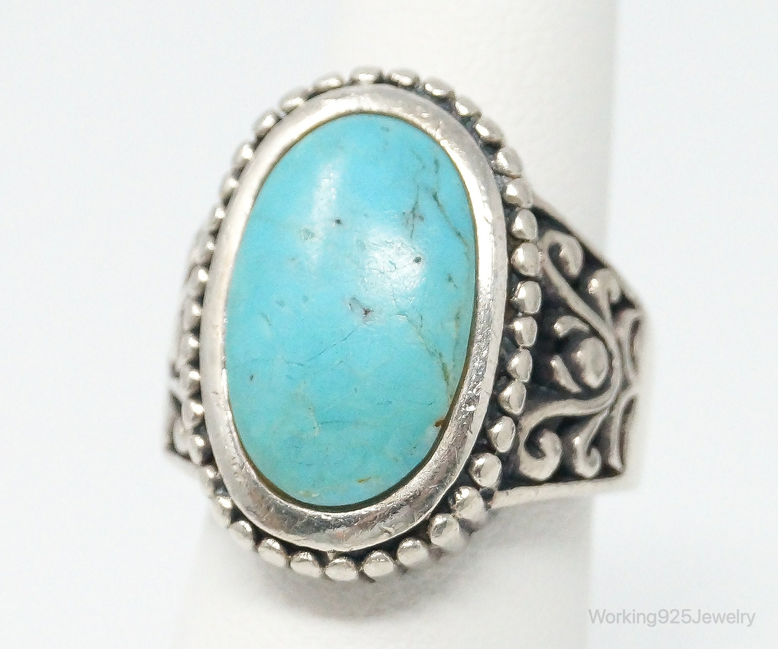 Designer NK Turquoise Sterling Silver Ring - Size 5.5 - Gem