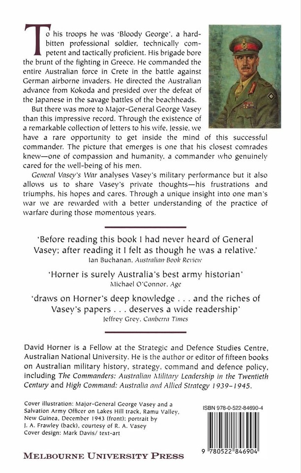 Horner, David General Vasey`S War (UK IMPORT) Book NEW 9780522846904 | eBay