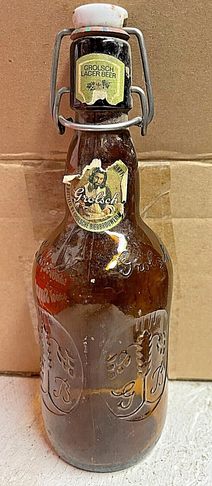 LOT OF 2- Vintage Brown Bottle Grolsch Amber Lager Beer & Log Cabin ...