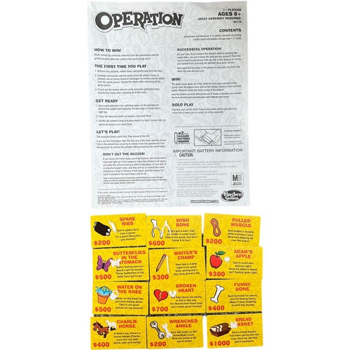 Operation Board Game Replacement Parts Funatomy Pieces Cards ...
