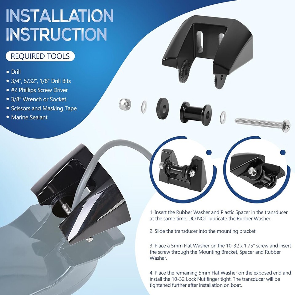 for Garmin Replacement Transom Transducer Mount Mounting Bracket 010 ...