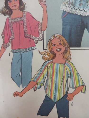 Vtg 70's Simplicity 7831 ANGEL SLEEVE HANDKERCHIEF HEM TOP Sewing ...