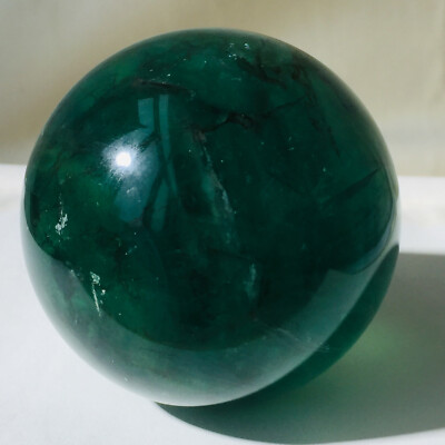 475g Super Beautiful Deep Green Clear Fluorite Crystals Sphere Healing ...
