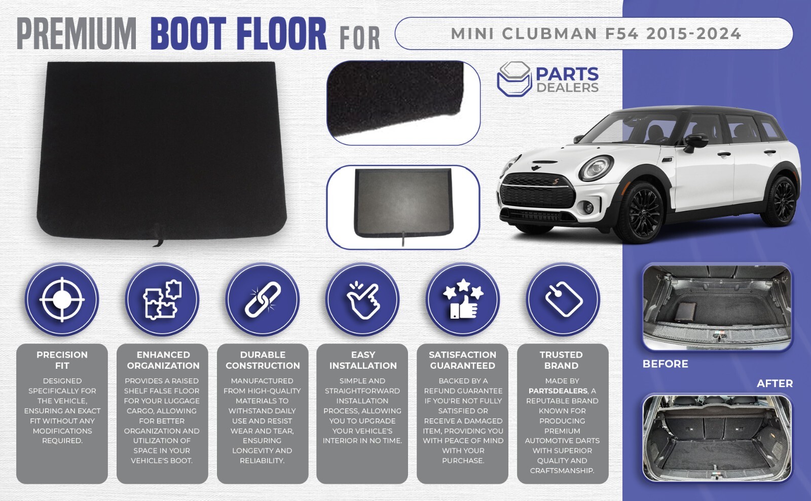 FOR MINI CLUBMAN F54 2015-2023 BOOT MIDDLE LOWER SHELF FALSE FLOOR WELL ...