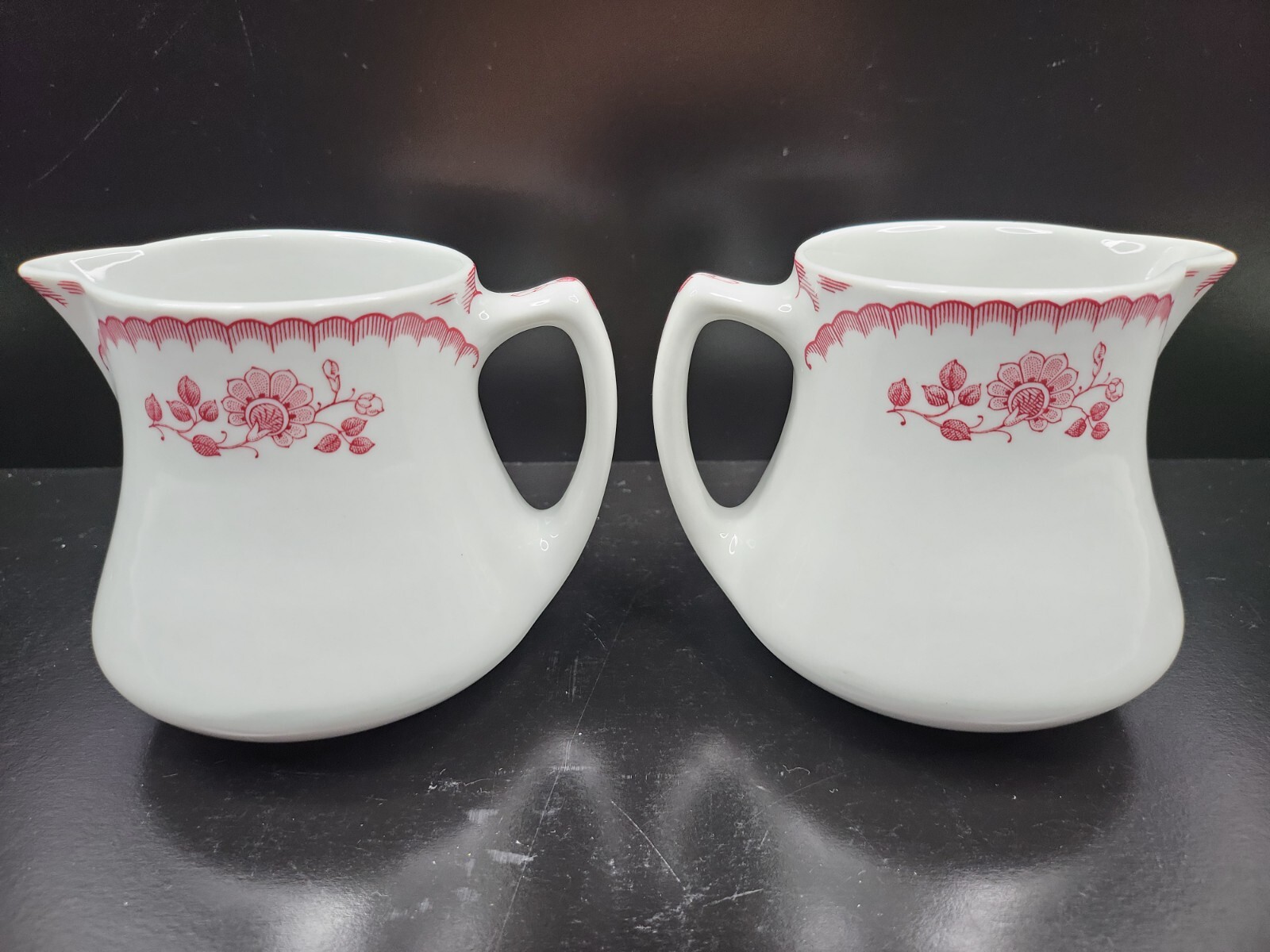 2 Shenango China Chardon Rose Red Creamers Set Vintage Restaurant ...