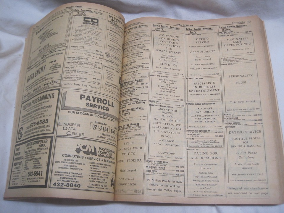 Vtge Southern Bell Phone Book "The Real Yellow Pages" Hollywood Florida ...