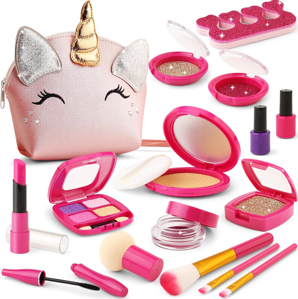 Pretend Makeup Kit for Toddlers Girls, Play Makeup Set for Kids 3-5 ...